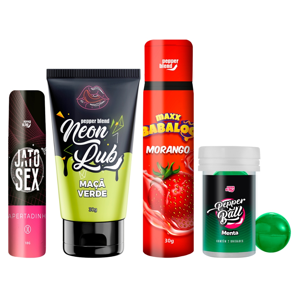 Kit 4 Produtos Sexyshop Gel Lubrificante Neon Maça Verde Bolinha ...