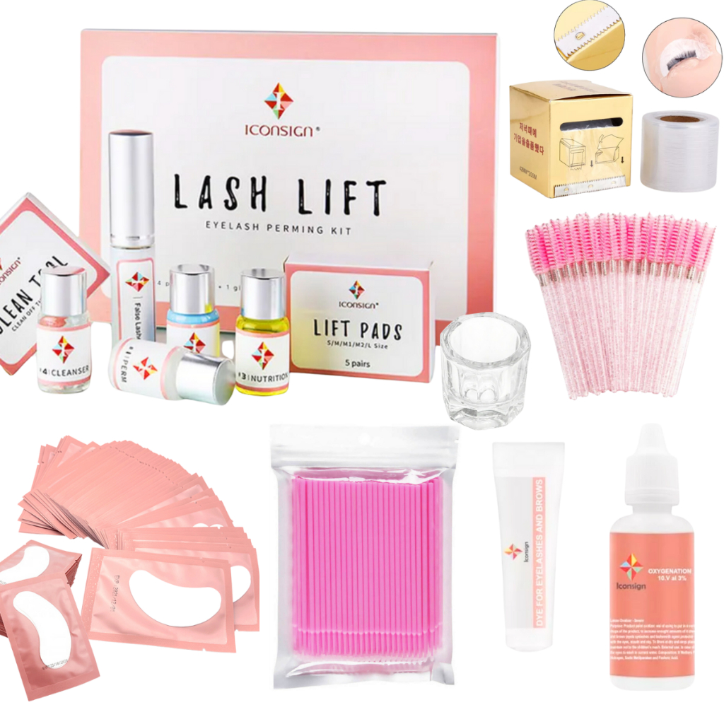 Lash Lifting Completo Permanente Cílios Tintura Oxidante Pads Gel Micro ...