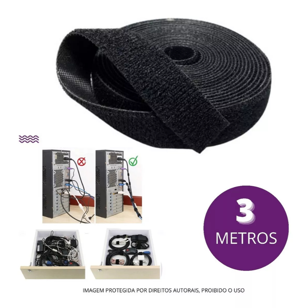 Rolo Velcron Fecho De Contato 15Mm Macho Fêmea Rolo 3 Metros Fita ...