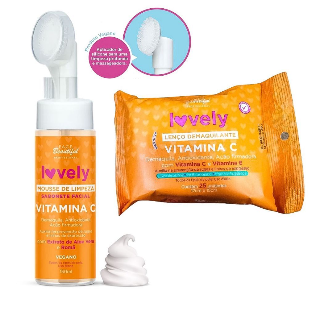 Kit Skin Care Mousse Espuma Facial + Lenço Demaquilante Face Beautiful ...
