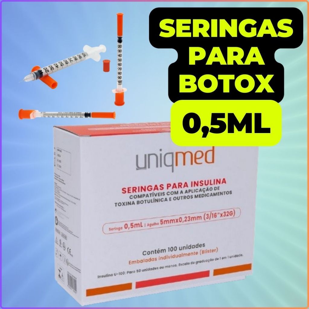 Seringa 0,5 ml com agulha 5mmx32g para Toxina Botox Insulina Uniqmed ...