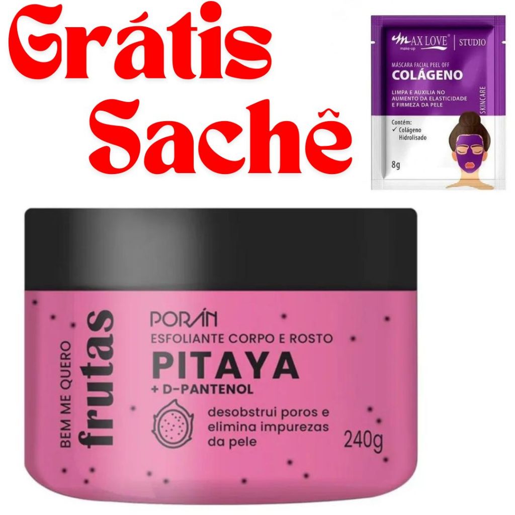 Esfoliante Poran Corpo e Rosto 240g skin care pitaya melancia Rosa mosqueta ou Bum Bum Up ...