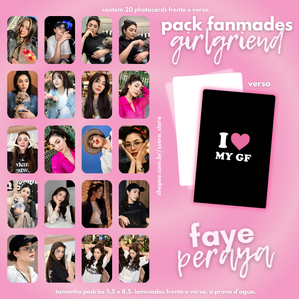Pack Fanmades Girlfriend Faye Peraya Blank The Series GL Photocards ...