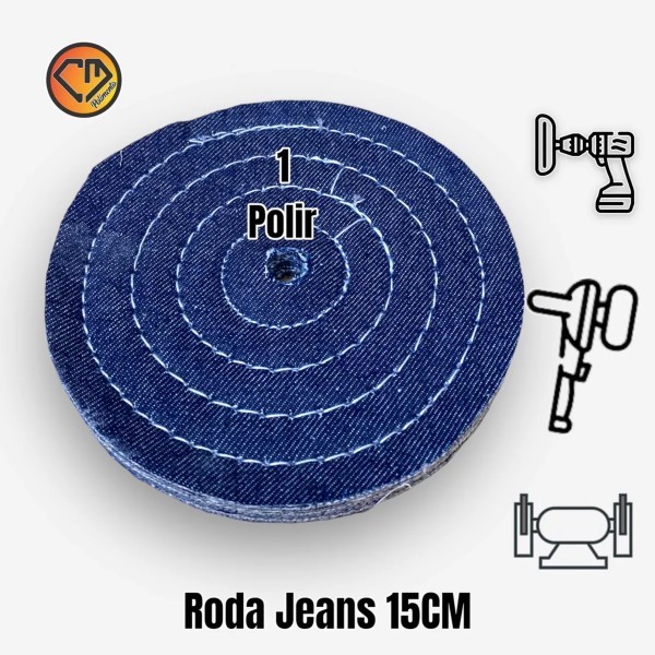 RODA COSTURADA JEANS 150MM POLIMENTO ALUMINIO INOX LATÃO CHAPA TANQUE | Shopee Brasil