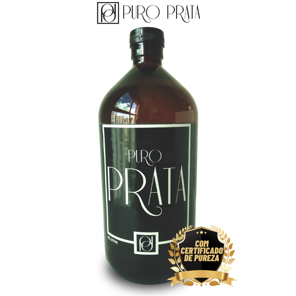 Prata Coloidal 40ppm 1 Litro (1100ml) Puro Prata Certificado Pureza 99 ...