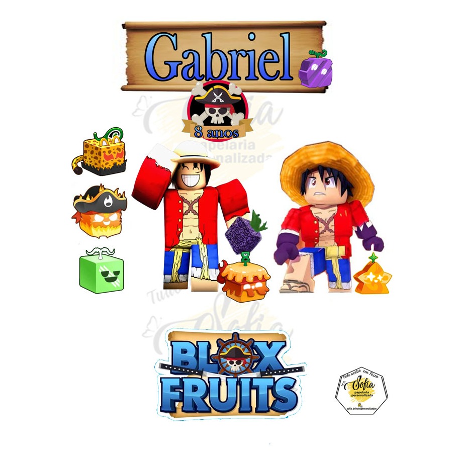 Topo de bolo BLOX FRUITS topper personalizado | Shopee Brasil