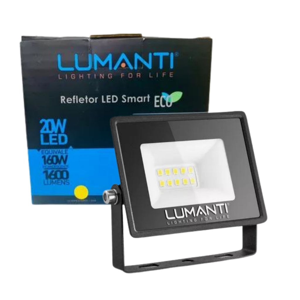 REFLETOR LED SMART ECO - 20W - LUZ AMARELA - 3000K - LUMANTI | Shopee ...
