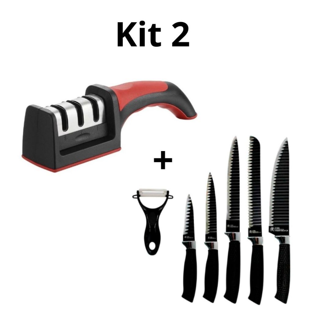 KIT Facas + Amolador afiador para preparos culinários - 3XZ OFFICIAL ...