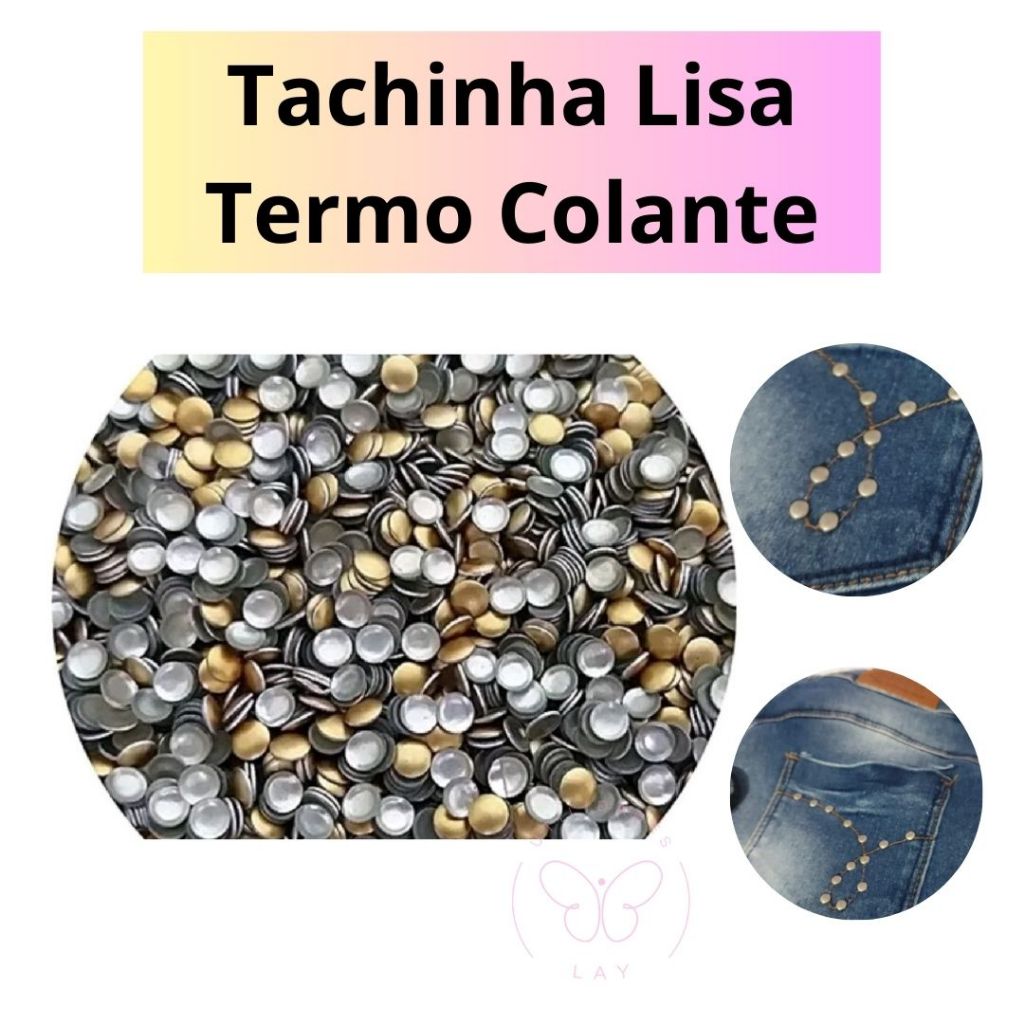 Tachinha Termocolante Aplique em Roupas Tecidos Pacote 9Gramas Lisa ...