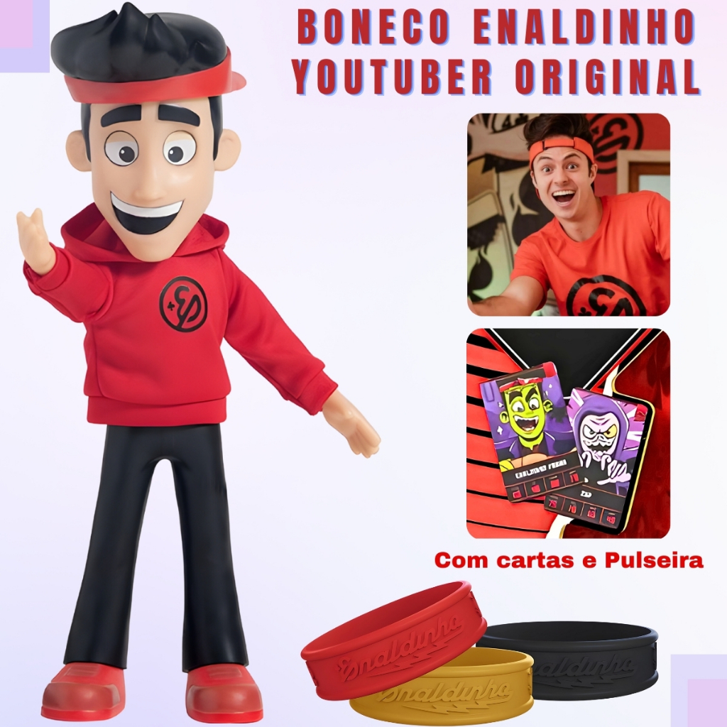 Boneco Enaldinho Youtuber Brinquedo Articulado Com Cartas E Pulseira Do ...