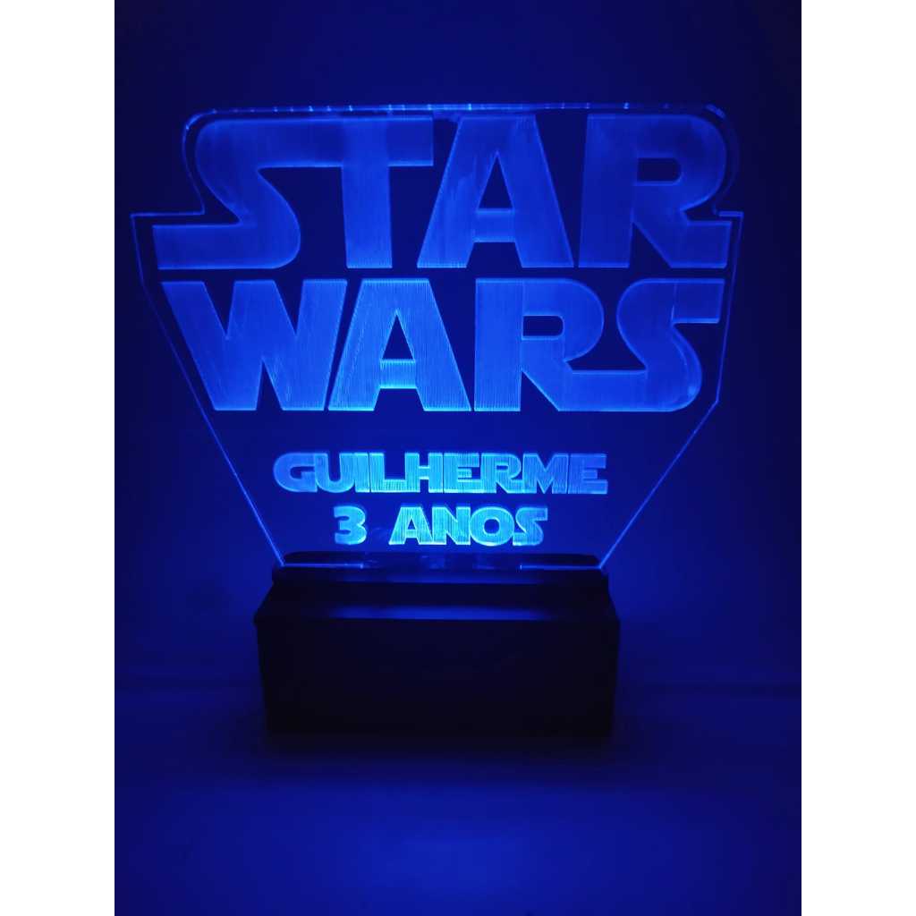 Luminária led Star Wars logo personalizada com seu nome sem fio ...