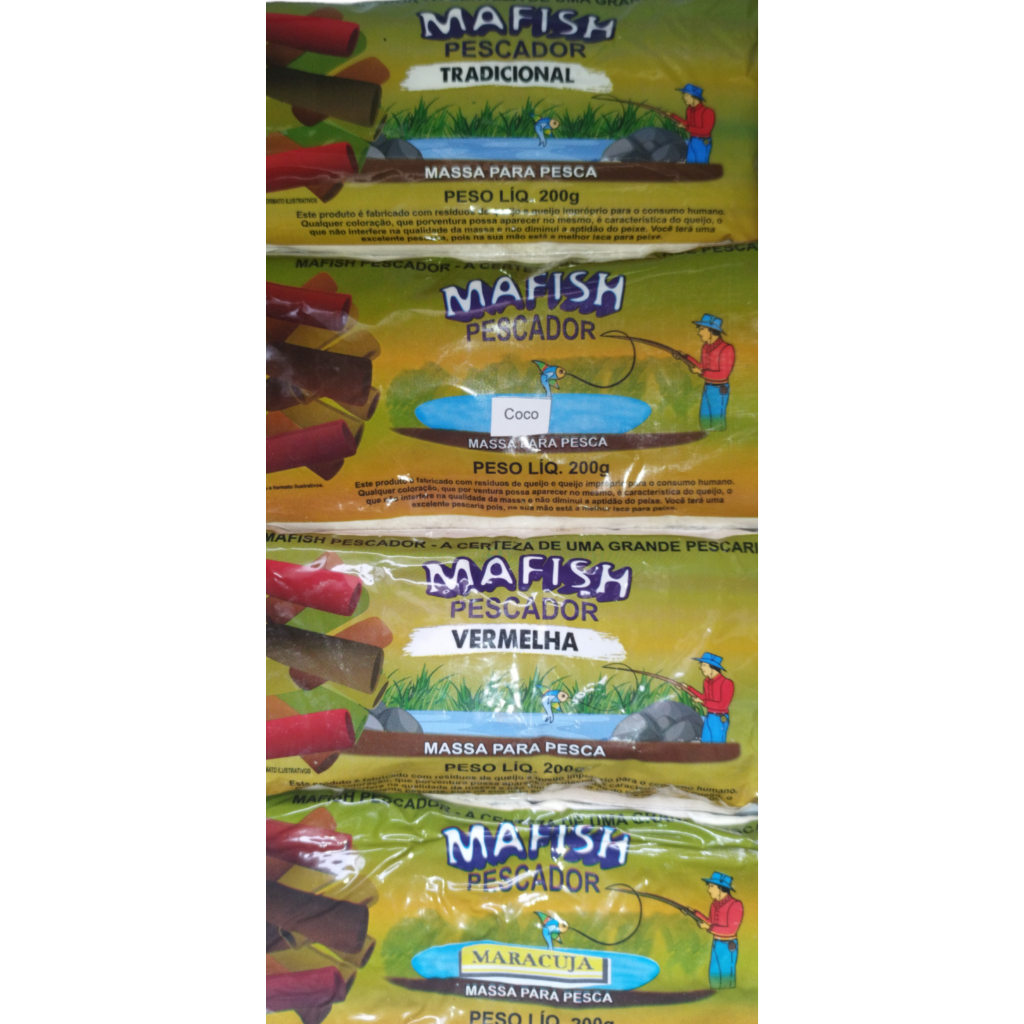 Massa Mafish Em Pó Kit Com 4 Vários Sabores Fedidinha 200g | Shopee Brasil