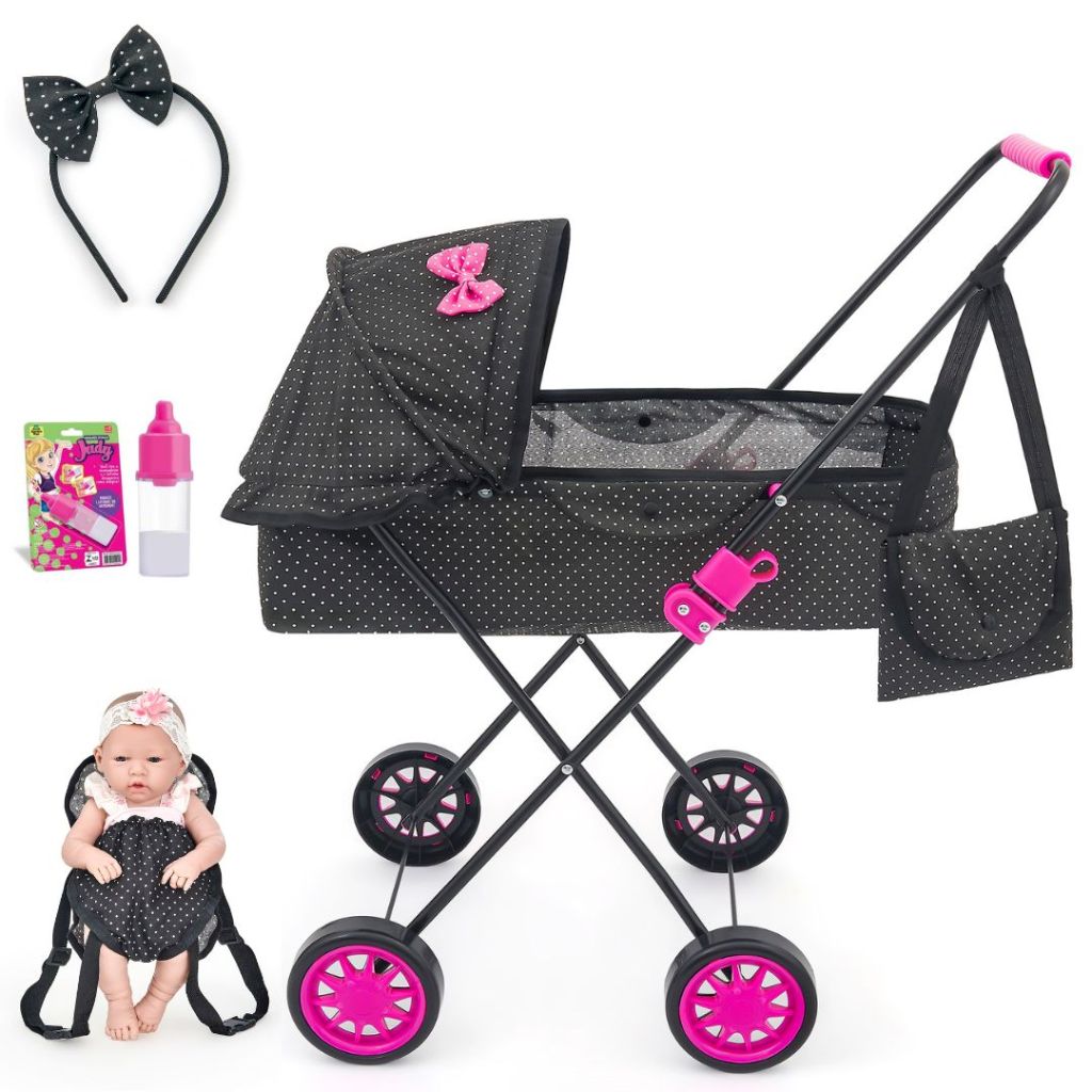 Carrinho de Boneca Reborn Veneza Grande com canguru Alive Menina 79 cm alt. | Shopee Brasil