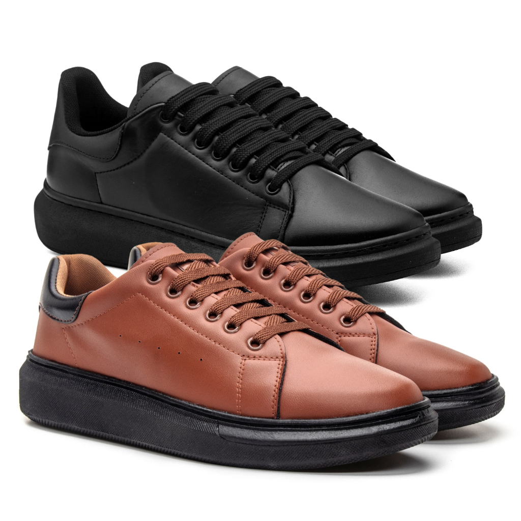 2 Pares de Sapatenis Casual Sneaker Masculino Sola Alta Flatorm Macio ...