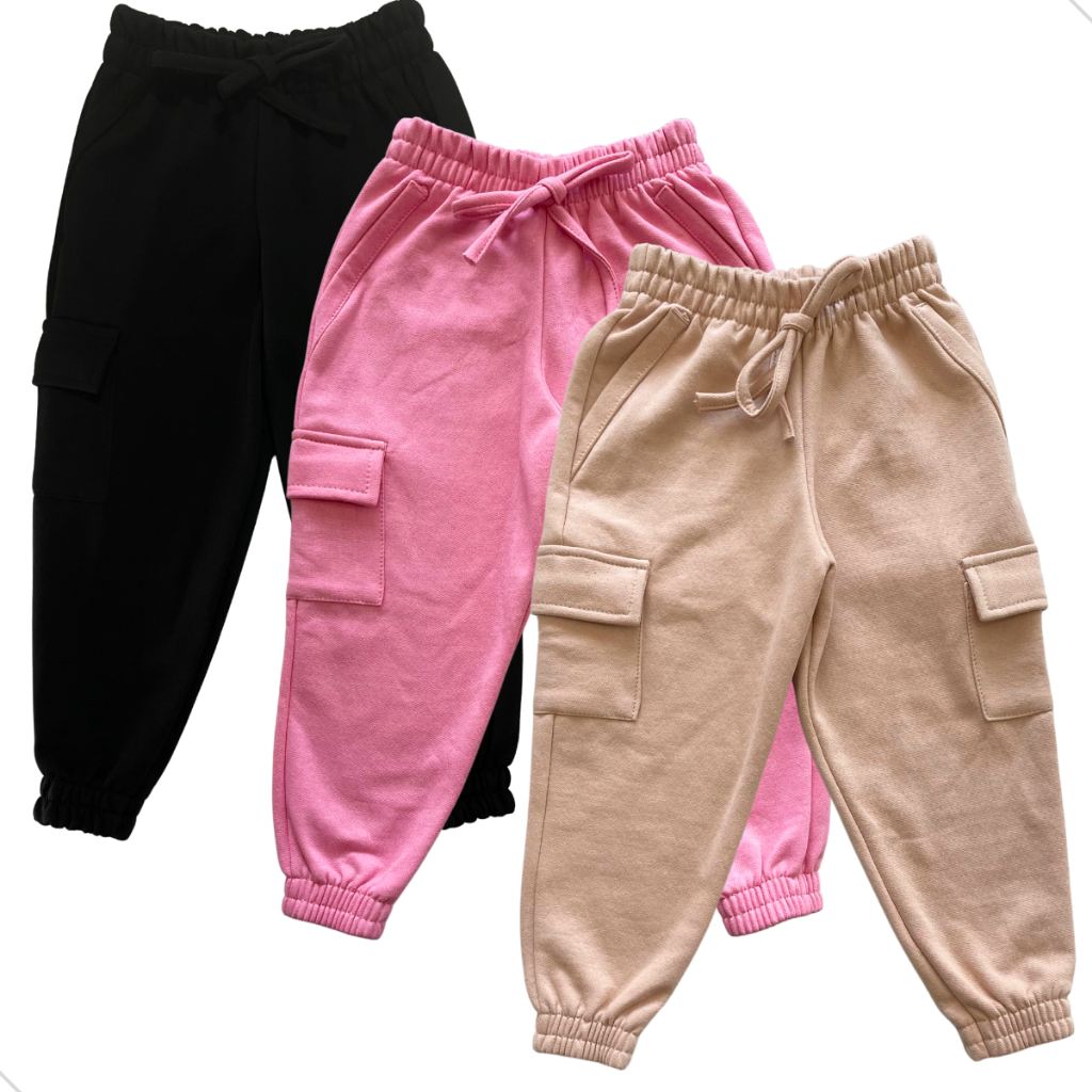 Kit 3 Calças Moletom Infatil Kids Criança Menina & Menino Estilo Jogger ...