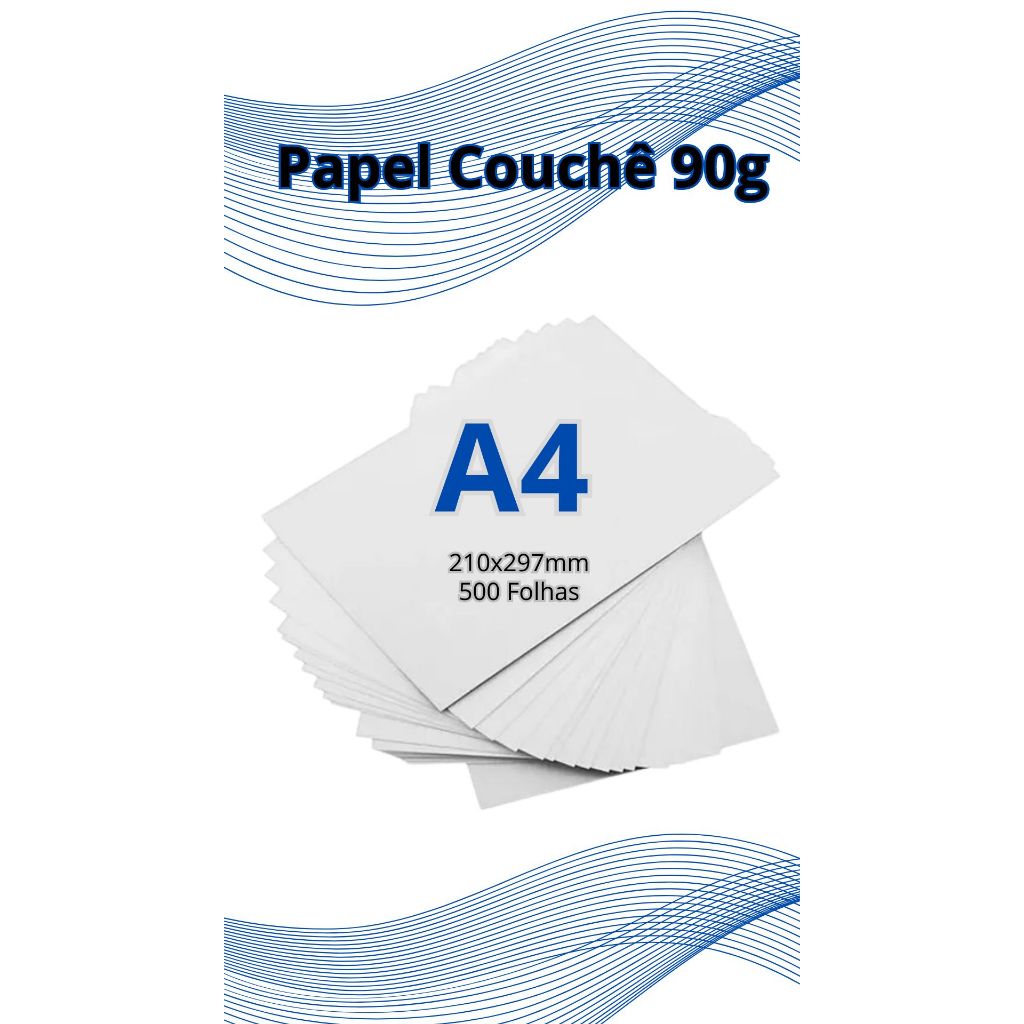Papel Couche 90g A4 500 Folhas | Shopee Brasil