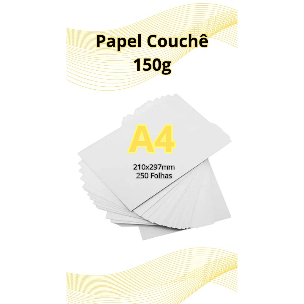 Papel Couche 150g A4 250 Folhas | Shopee Brasil