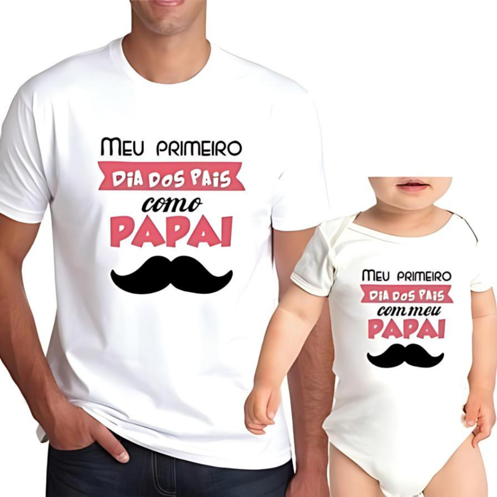 Kit Camiseta + Body Pai e Filho Filha Primeiro dia dos Pais 2 peças ...