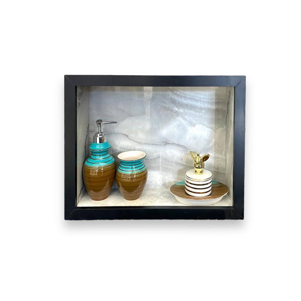 Nicho Para Banheiro Porcelanato Caravaggio 30x40x11 Borda de Alumínio ...