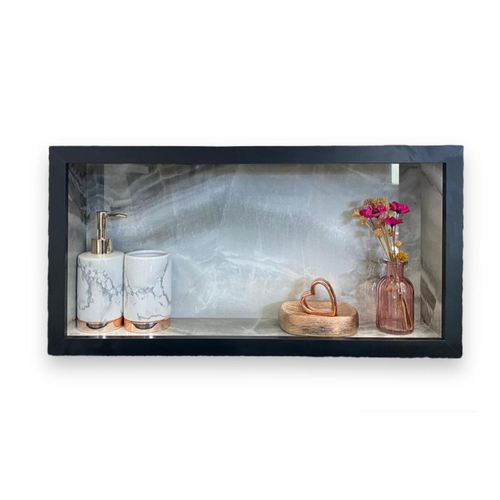 Nicho Para Banheiro Porcelanato Caravaggio 30x60x11 Borda de Alumínio ...