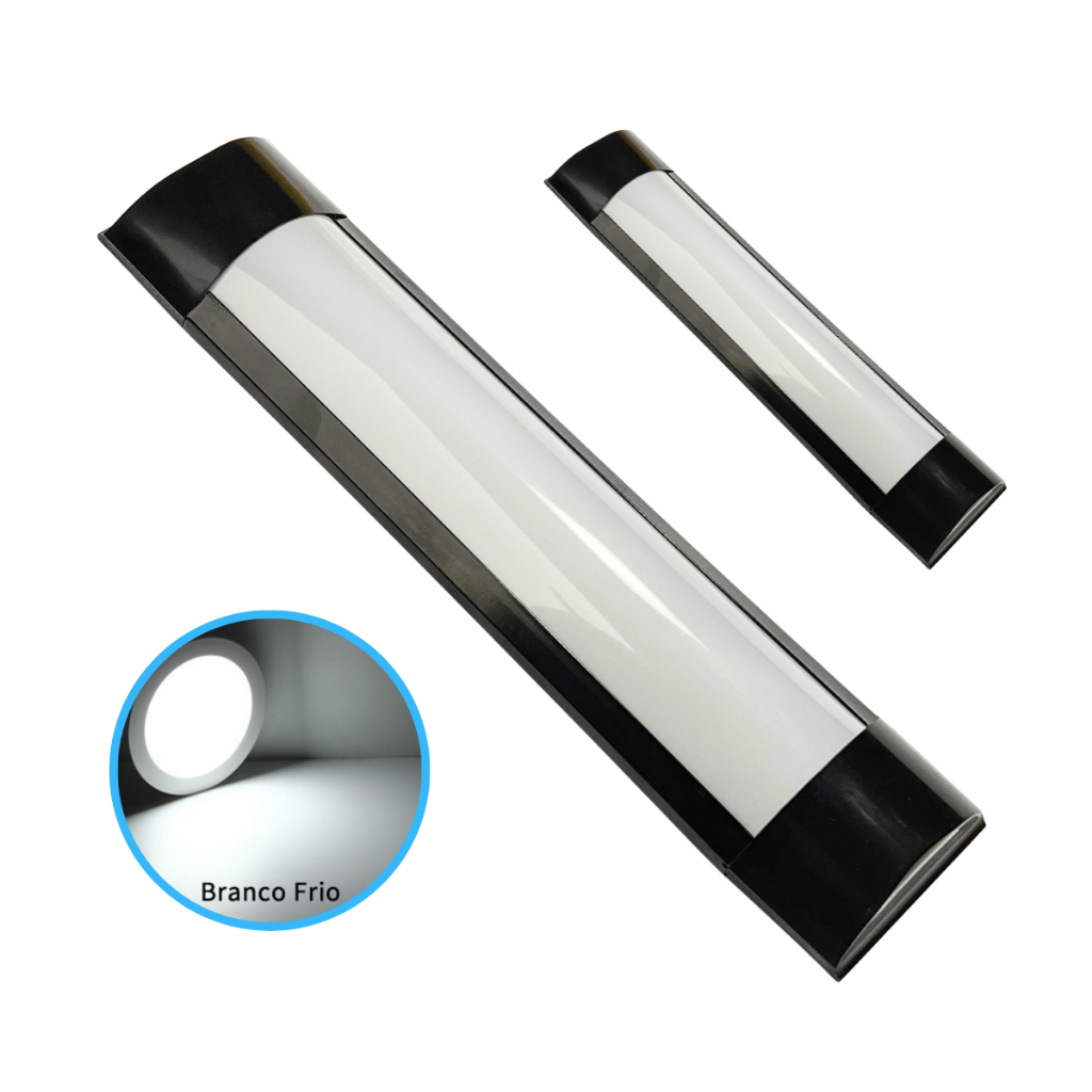 Kit 2 Luminária Led K8 10W Linear Tubular Preto 30CM Branco Frio Sobrepor 6500K Bivolt | Shopee ...