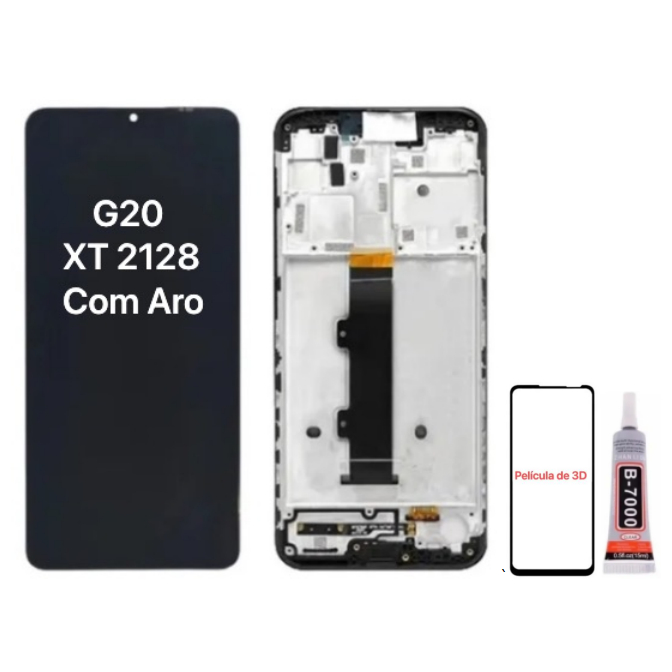 Tela Frontal Completo Touch Display Moto G20 Xt2128 Sem Aro E Com Aro A Pronta Entraga | Shopee ...