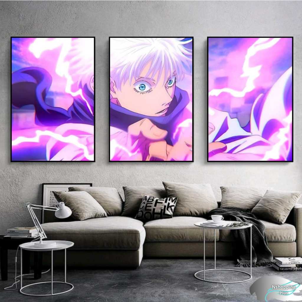 Quadro Decorativo 3 Peças 40x60 Satoru Gojo Vazio Roxo Jujutsu Kaisen ...