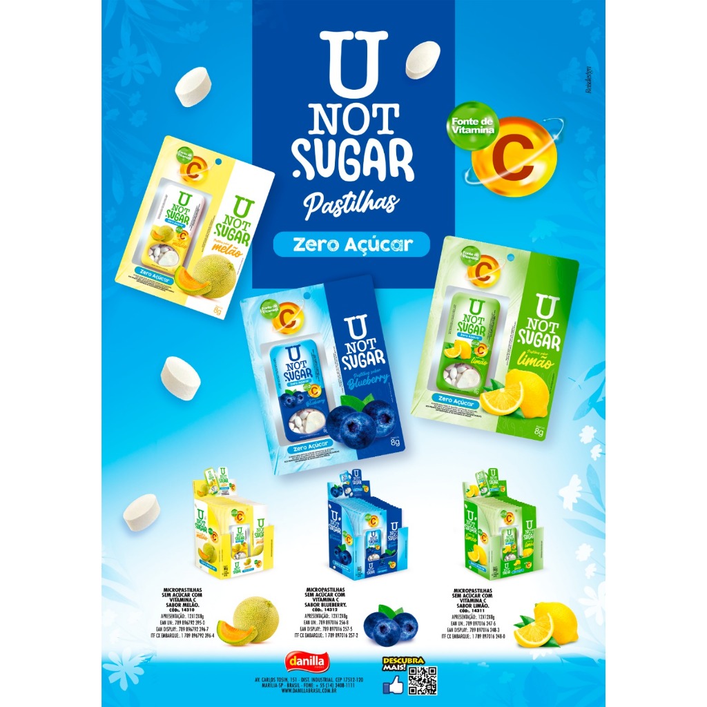 PASTILHAS REFRESCANTE U NOT SUGAR SEM AÇUCAR COM VITAMINA C 8g | Shopee ...