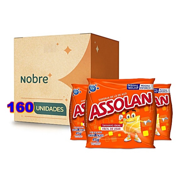 20 Pacotes ESPONJA LÃ DE AÇO ASSOLAN ATACADO. | Shopee Brasil