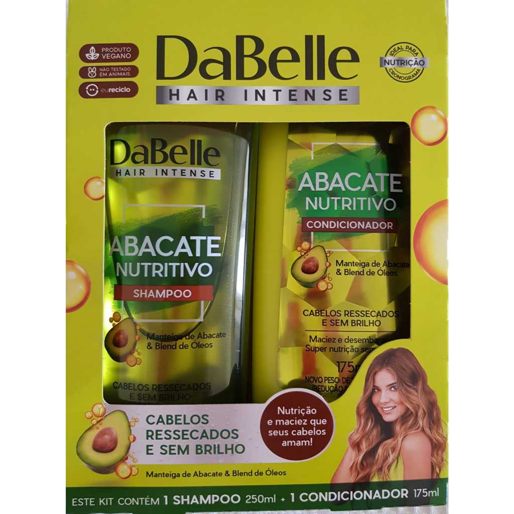 Kit DaBelle Hair Intense Abacate Nutritivo Shampoo 250ml + Condicionador 175ml | Shopee Brasil