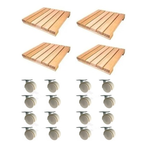 Kit Com 4 Unidades Deck De Piso Tablado Madeira Maciça Com Rodinhas ...