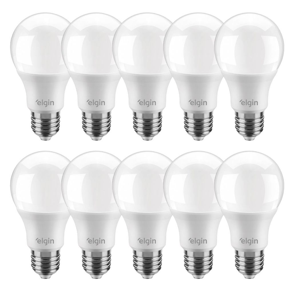 Kit 10 Lâmpadas Led Bulbo 9w E27 3000k Branco Quente ELGIN Inmetro | Shopee Brasil