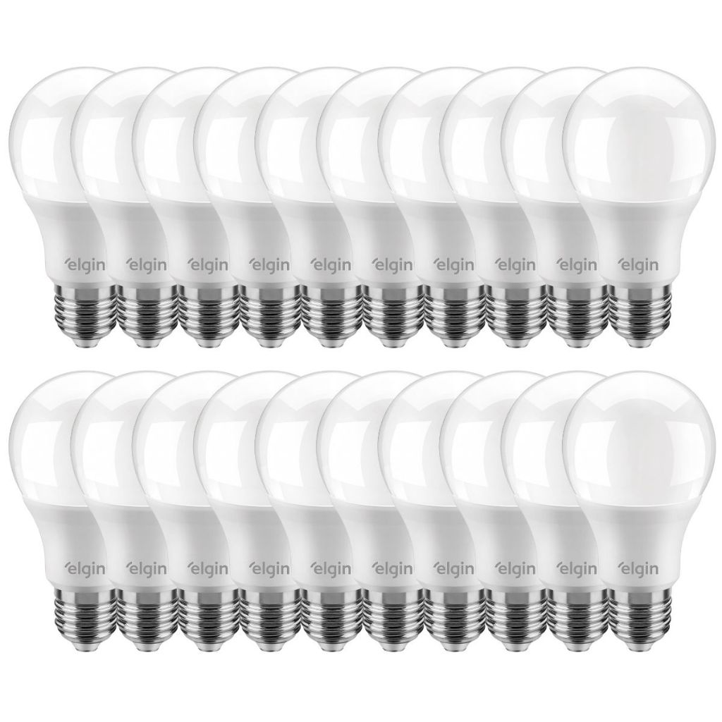 Kit 20 Lâmpadas Led Bulbo 9w E27 3000k Branco Quente ELGIN Inmetro | Shopee Brasil
