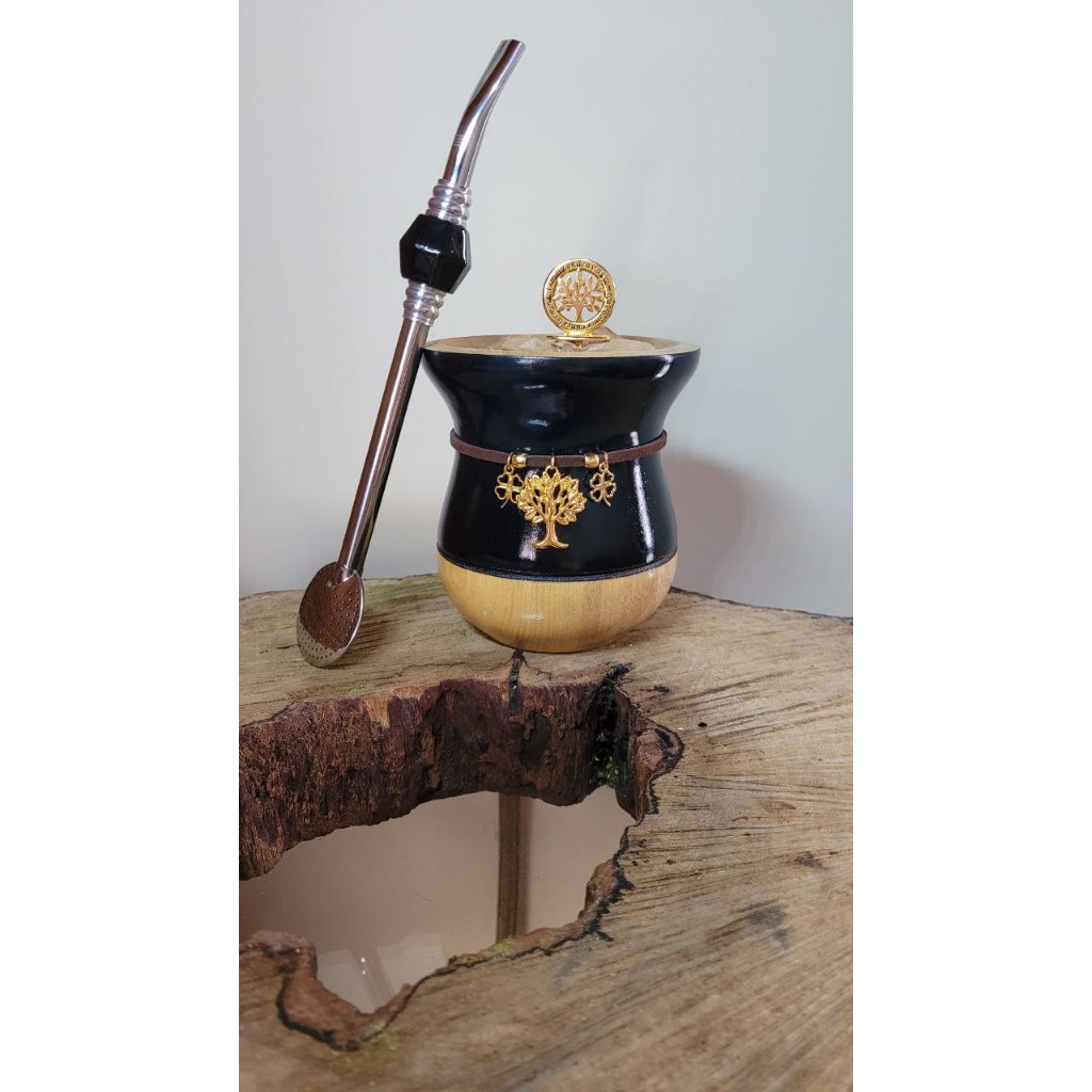 Cuia Chimarrão + Bomba Inox + Pulseira de Cuia + Enfeite | Shopee Brasil