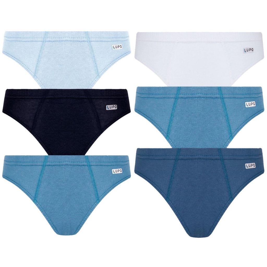 Kit 3 Cuecas Infantil Slip Cós Elástico Cavada Algodão Lupo 140-089 ...