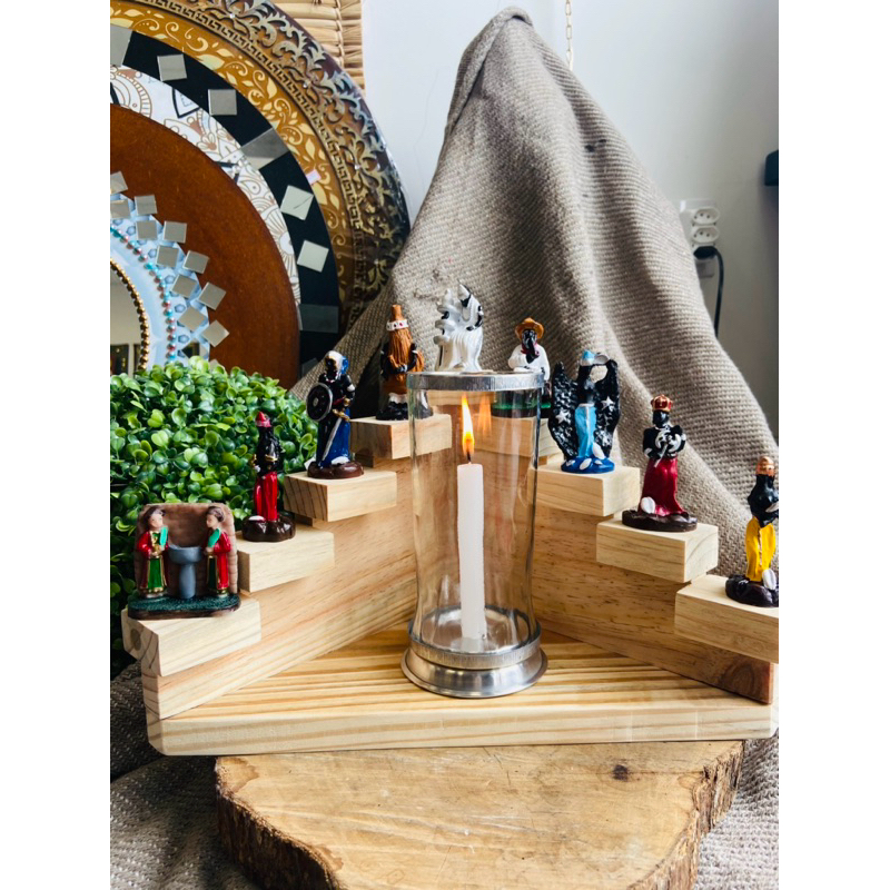 kit Altar Madeira Conga Orixás Umbanda Candomblé Porta vela Axé ...
