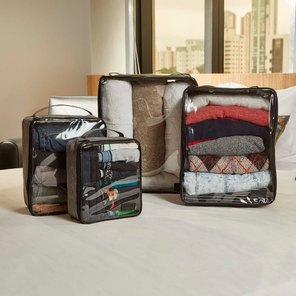 1 Organizador Premium Guarda Roupa Viagem Bagagem Férias Passeio Mala ...