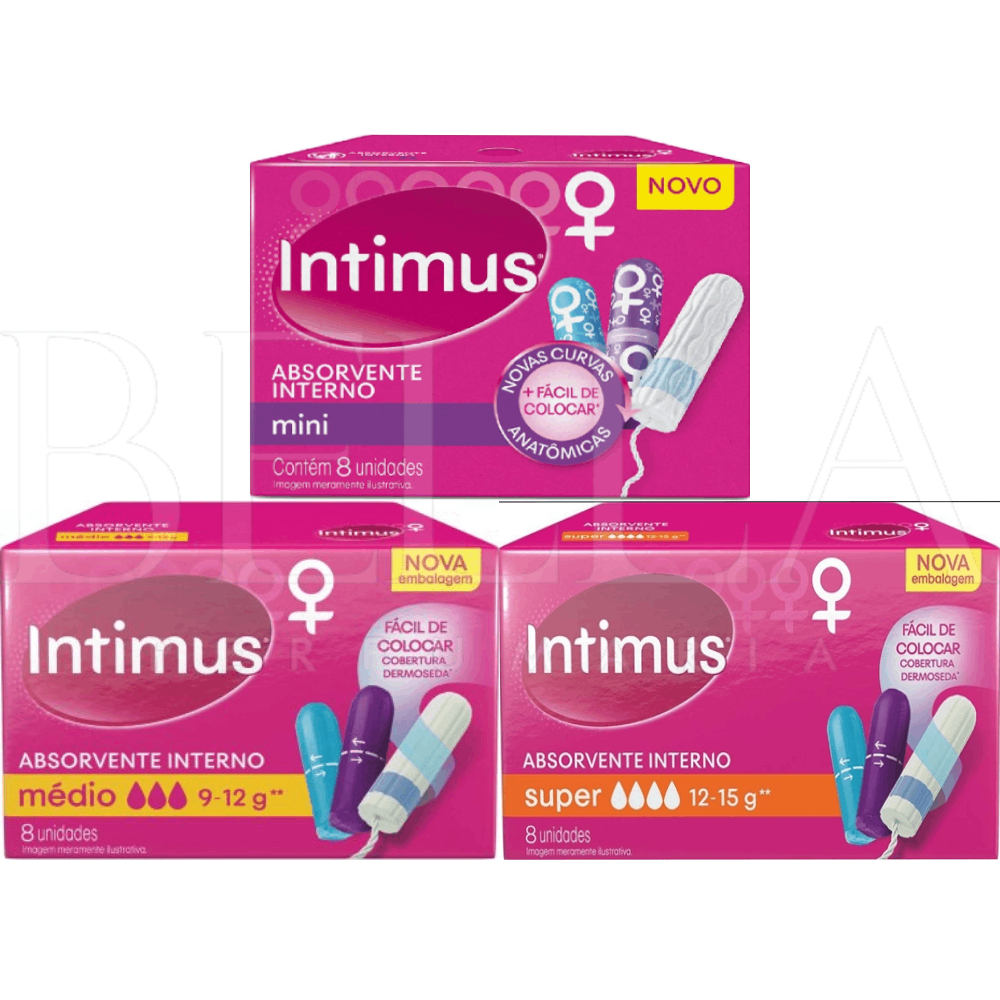INTIMUS ABSORVENTE INTERNO COM 8 UNIDADES - KITS DE 1, 2 OU 3 PACOTES ...
