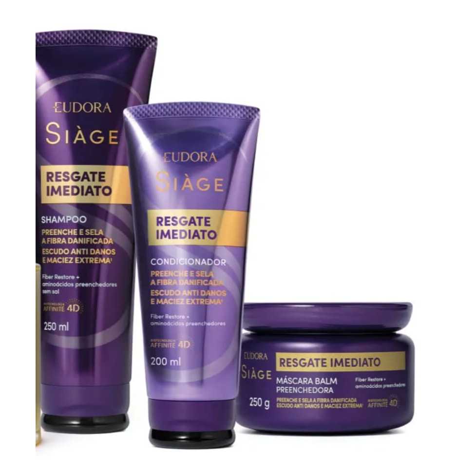 Kit Siáge Eudora Shampoo 250ml + Condicionador 200ml + Máscara 250g ...