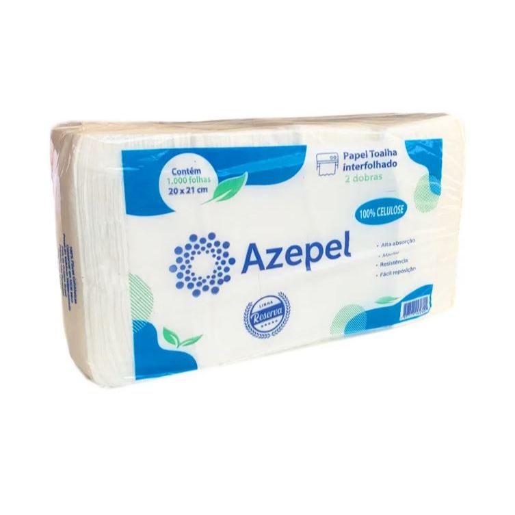 Papel Interfolhado 2 dobras Azepel 100% Celulose - pacote com 1000 ...