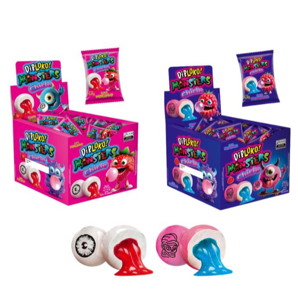 NOVIDADE !! Caixa de Chiclete Diploko Monster Goma de Mascar Framboesa ...