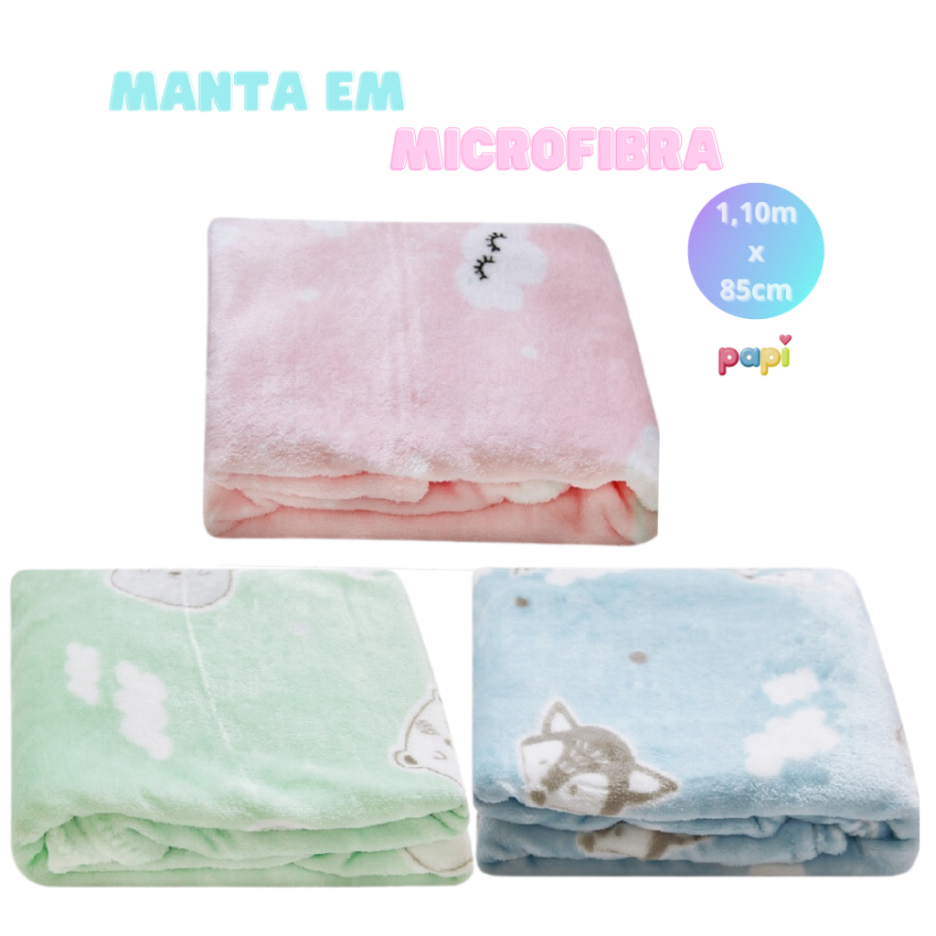 Cobertor Microfibra Bebe Estampado 1,10m X 0,85cm Papi Baby Manta Bebê ...