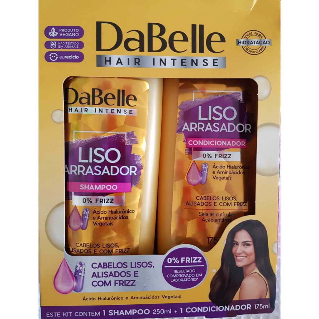 Kit DaBelle Hair Liso Arrasador Shampoo 375ml + Condicionador 175ml ...