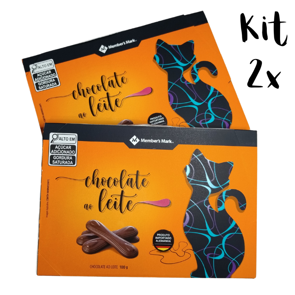 Chocolate Ao Leite Língua De Gato Kit Com 2 Caixas 100g Cada ...