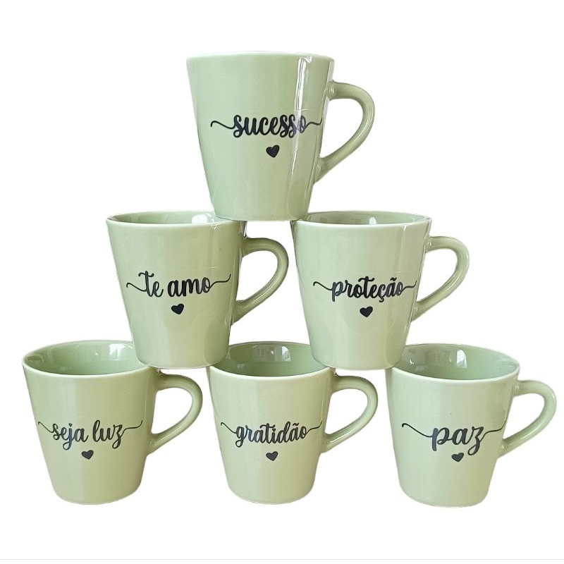 Jogo 6 xícaras café 120ml porcelana decorada | Shopee Brasil