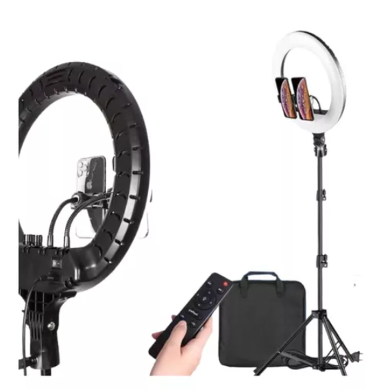 RING LIGHT LED SOLFT Iluminador Anel Luz 45cm 18 Polegadas com controle sem fio C/tripé 2,1M,55W ...