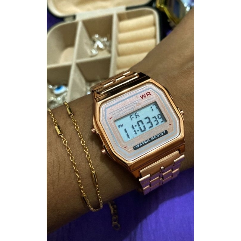 RELÓGIO CASIO ROSE GOLD RETRÔ A168 WR DIGITAL LED UNISSEX ELETRONIC VINTAGE | Shopee Brasil