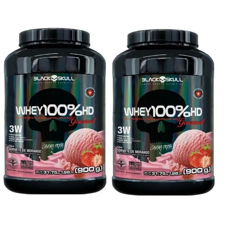 Kit 2x Whey 100%hd 900g Pote Blackskull Gourmet Zero Lactose | Shopee Brasil
