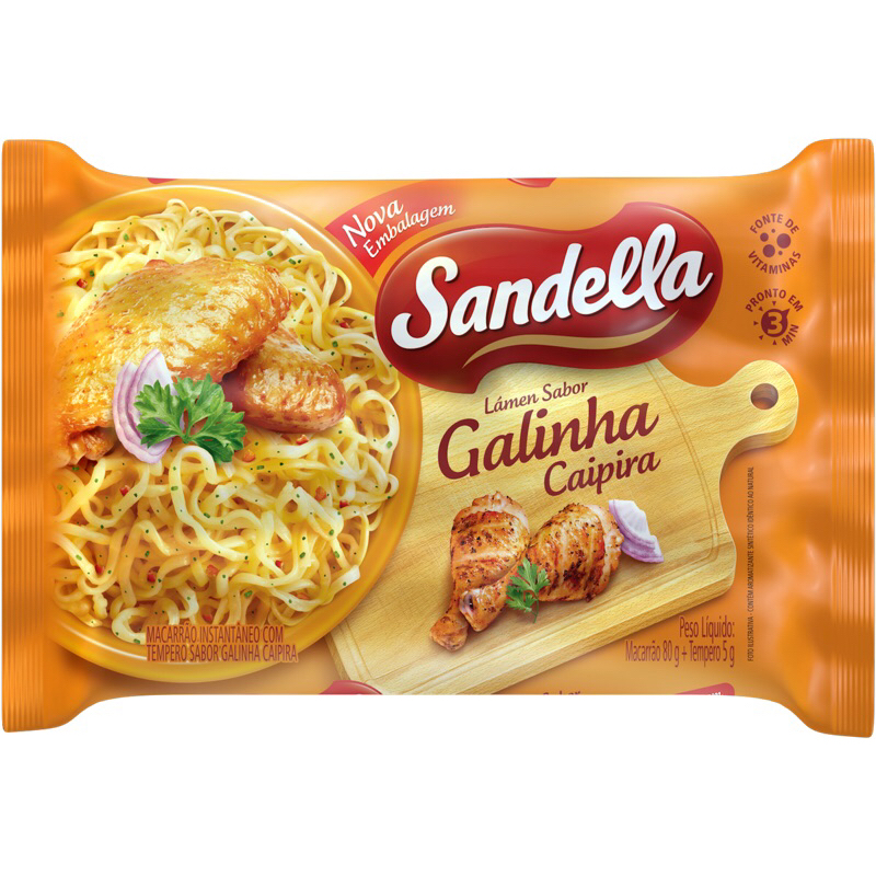 kit c/10 macarrão sandella lámen 85g cada, sabor galinha caipira ...
