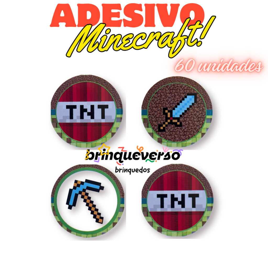 Cartela Adesivo Minecraft. Adesivos Personalizados Recortados de 5cm ...